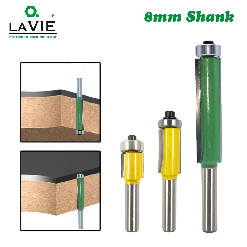 1pc 8mm Shank 2" Flush Trim Router Bit with Bearing for Wood Template ...