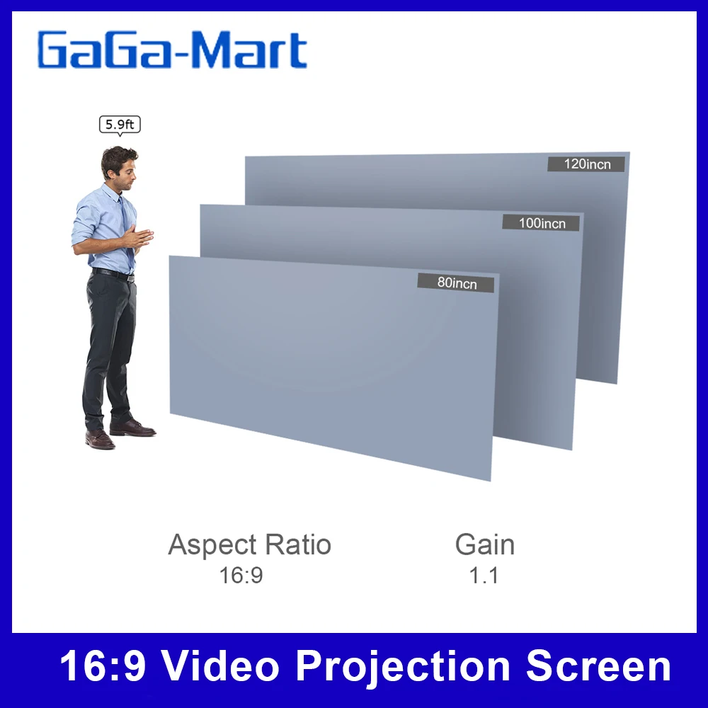80-inch Portable Projector Screen Hd 16:9 Frameless Video Projection ...