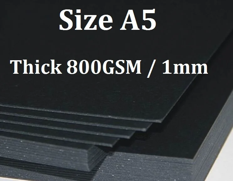 Size A5 Thick 1mm Solid Black Chipboard Paper Card Cardboard For Craft ...