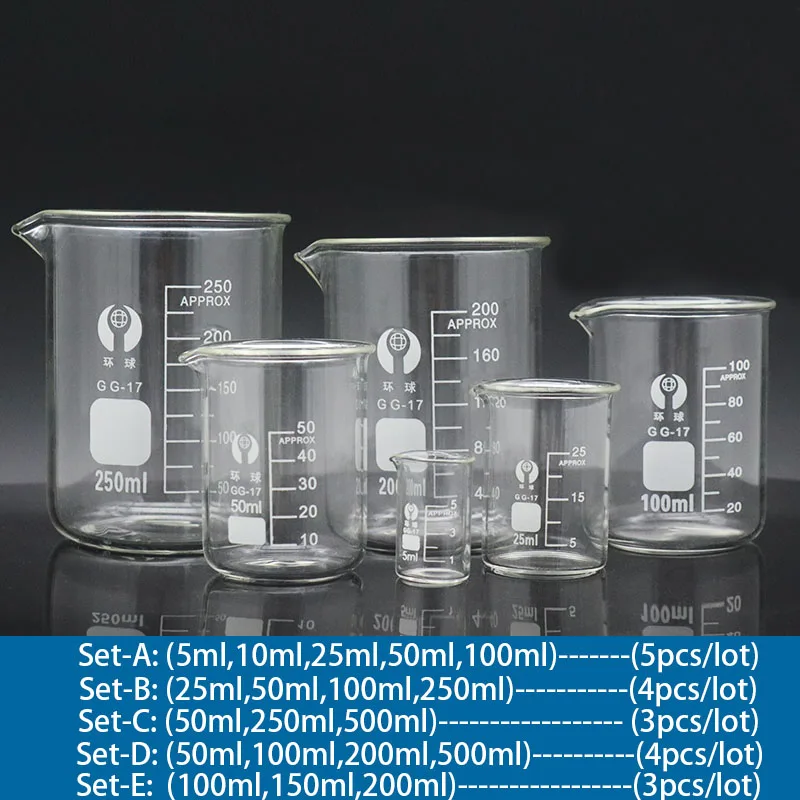 Set-A-F-Lab-Borosilicate-Glass-Beaker-Heat-resist-Scaled-Measuring-Cup ...