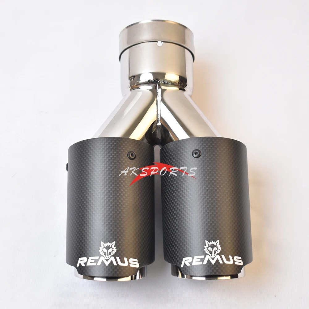 1PC Glossy Stainless Steel Universal Dual Equal Length Exhaust Pipe End ...