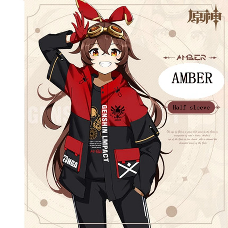 Cosplay Anime Surrounding Genshin Impact Amber Fashion Cardigan Five ...
