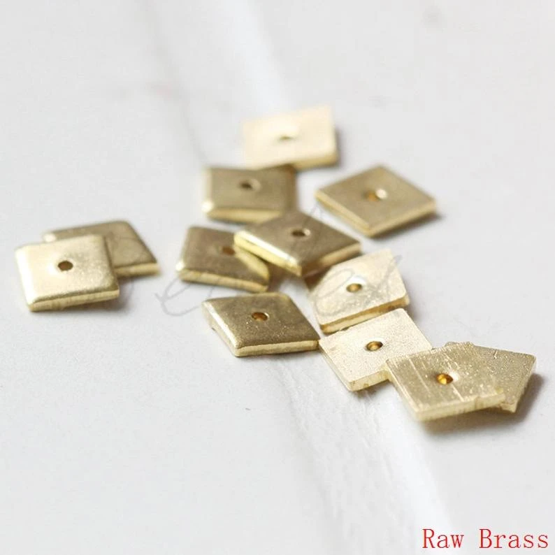 80 Pieces Raw Brass Flat Square Spacer - 6x6mm (3027c) - Jewelry ...