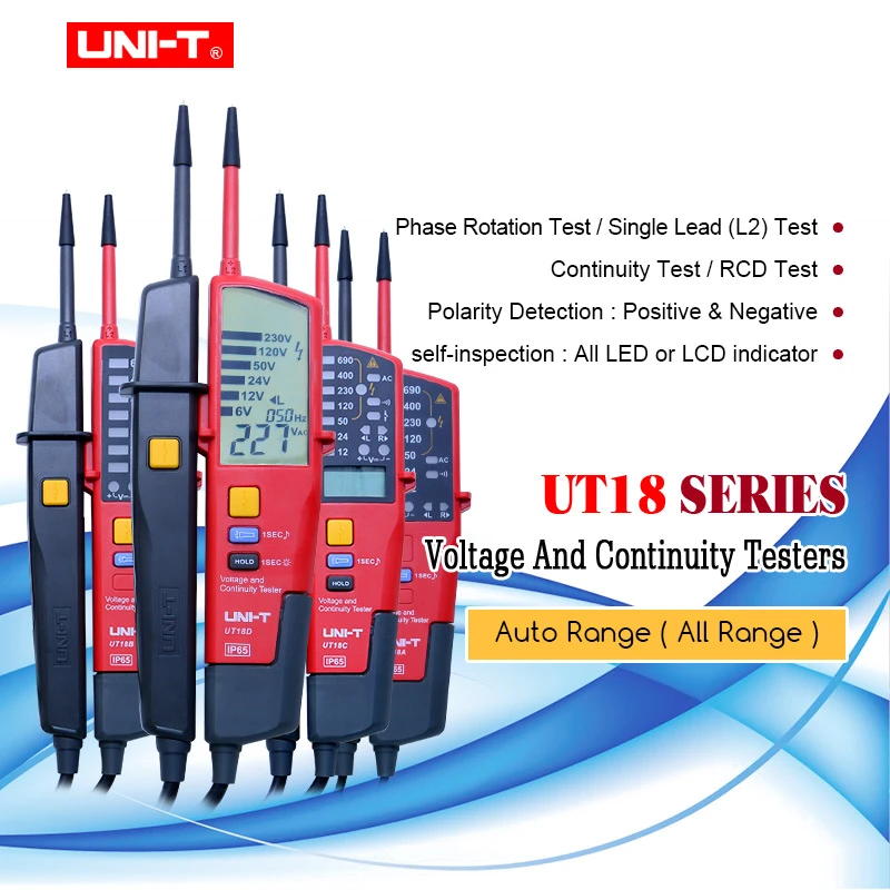 Uni-t Ut18 Series Handheld Voltage And Continuity Tester 3-phase ...