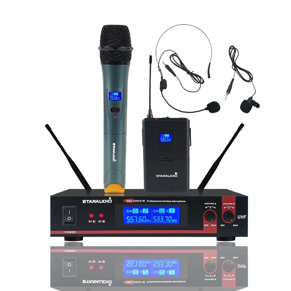 Dual Channel UHF Microphone 1CH Wireless Handheld Mic 1CH Wireless ...