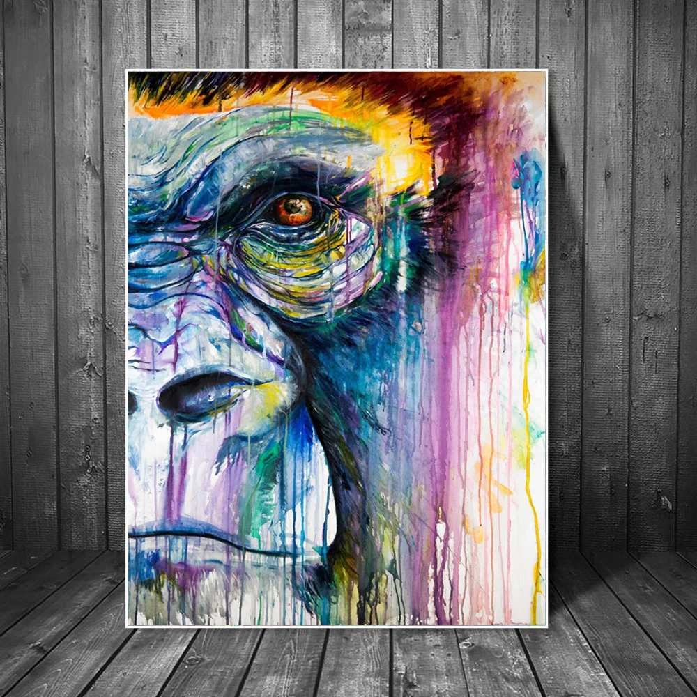Abstract-Monkey-Graffiti-Art-Canvas-Paintings-On-The-Wall-Art-Animals ...