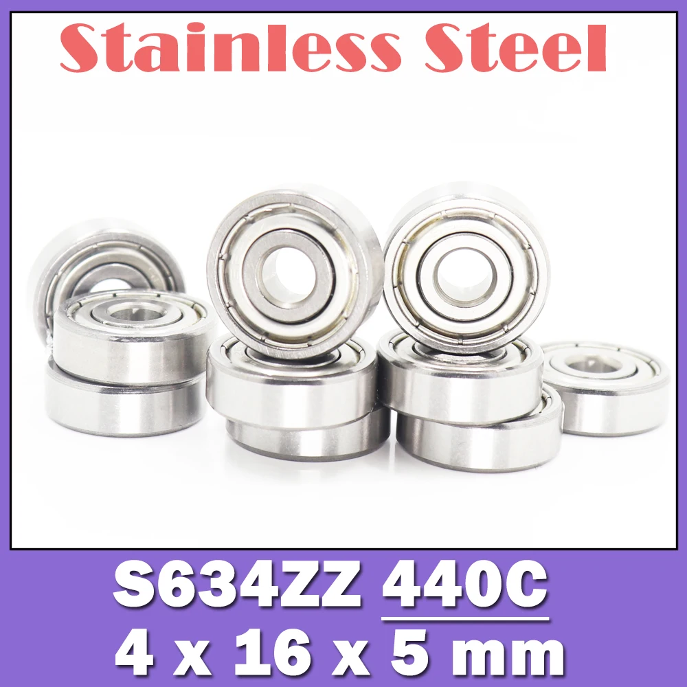 S634ZZ Bearing 4*16*5 mm ( 10 PCS ) Grade S634ZZ SS 634 Z Stainless ...