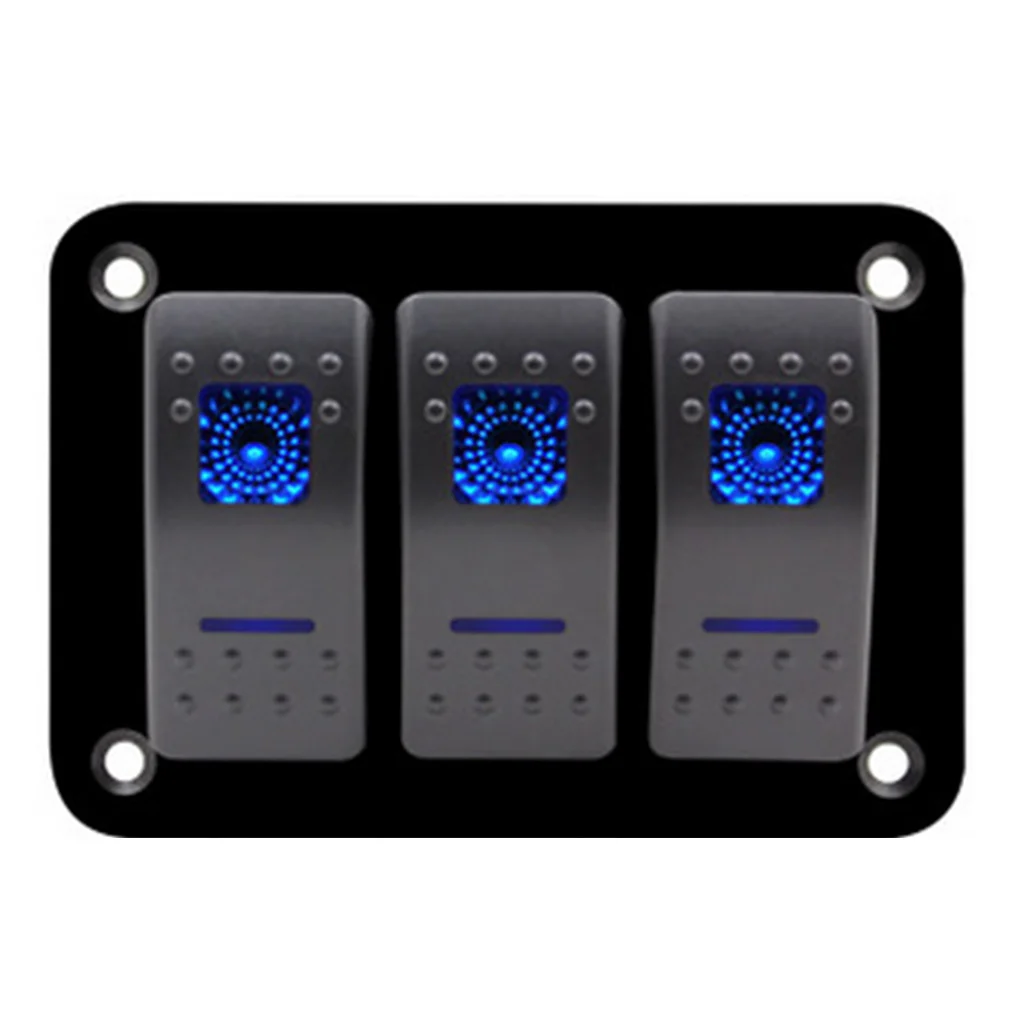 12V 3 Rocker Switch Panel Power Breaker For Marine Boat Car RV Vehicles ...