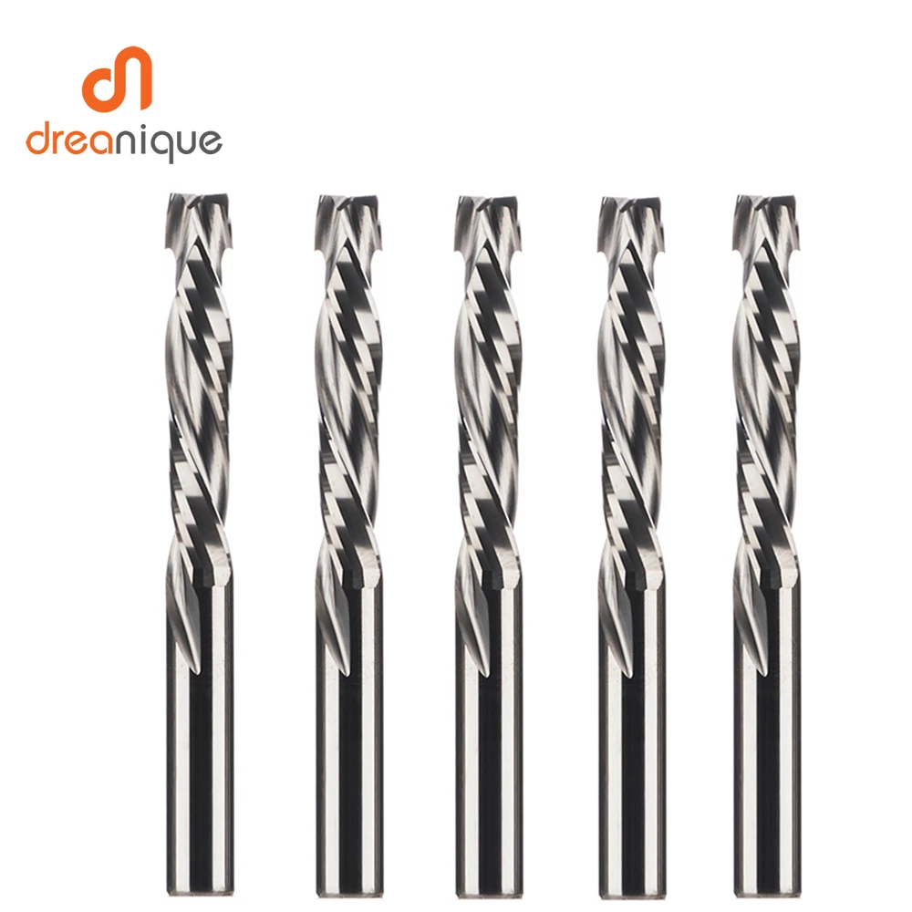 5pc/lot Milling Cutter Woodwork Up Down Cut 2 Flutes Spiral Carbide ...