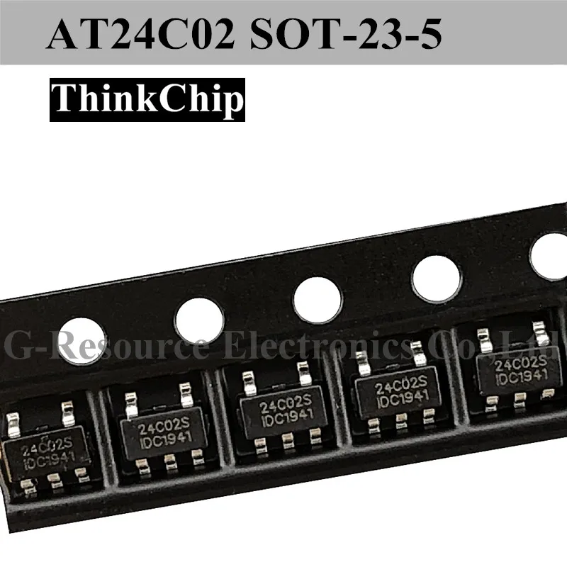 (100pcs) AT24C02 24C02S 24C02 SOT23-5 EEPROM memory New Original