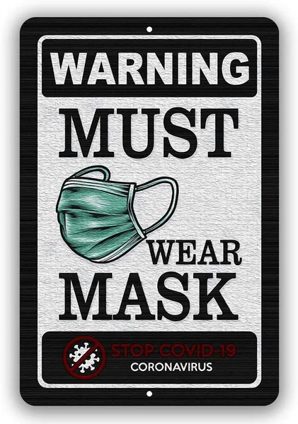 Fashion-Metal-Poster-Warning-Must-Wear-Mask-Stop-Metal-Tin-Sign-Indoor ...