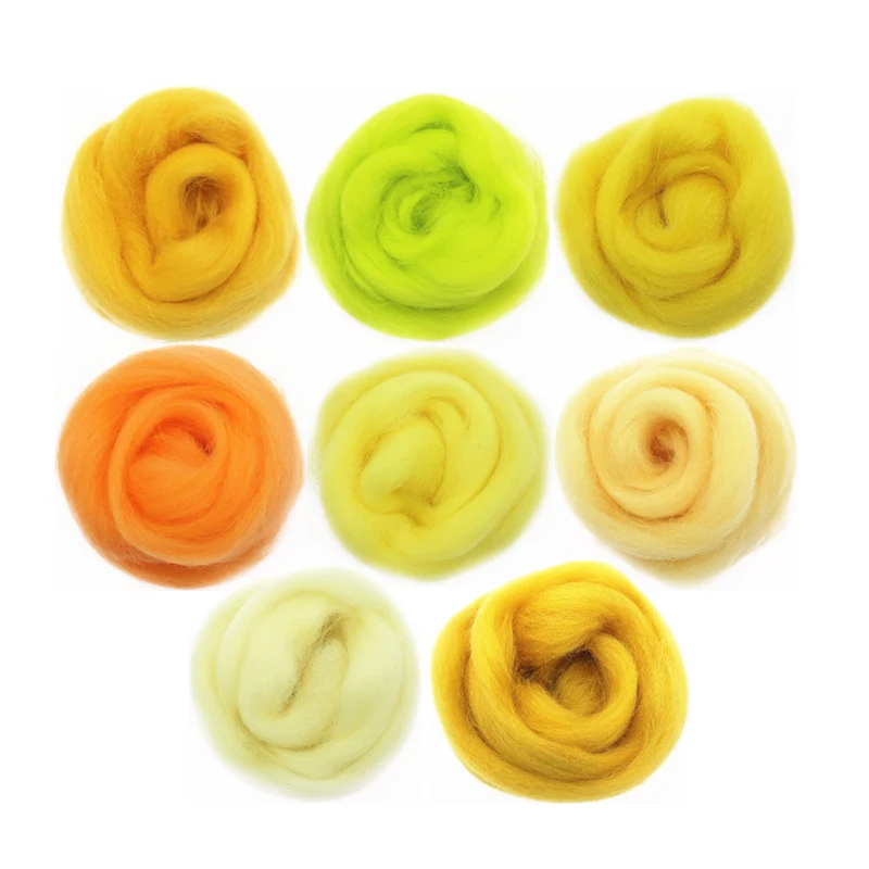 10/50/100g Yellow Series Wool Fibre Flower Animal Toy Wool Felting ...