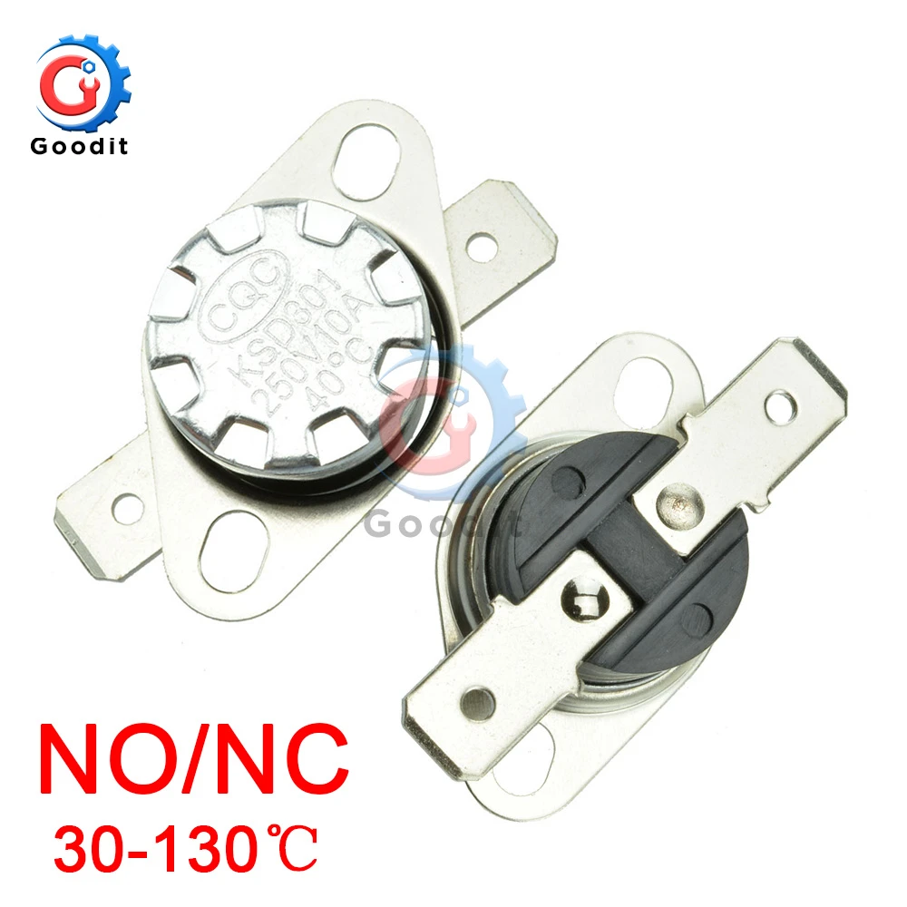 KSD301 250V 10A Normally Open/Normally Close NO Thermostat Temperature Thermal Control Switch ...