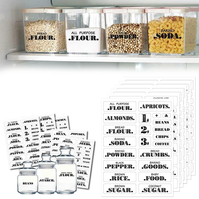 132X Waterproof Food Labels Adhesive Food Jar Name Labels Food Storage ...