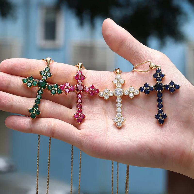 Huitan-Cool-Cross-Necklace-for-Women-Inlaid-CZ-Stone-Hip-Hop-Style-Girl ...