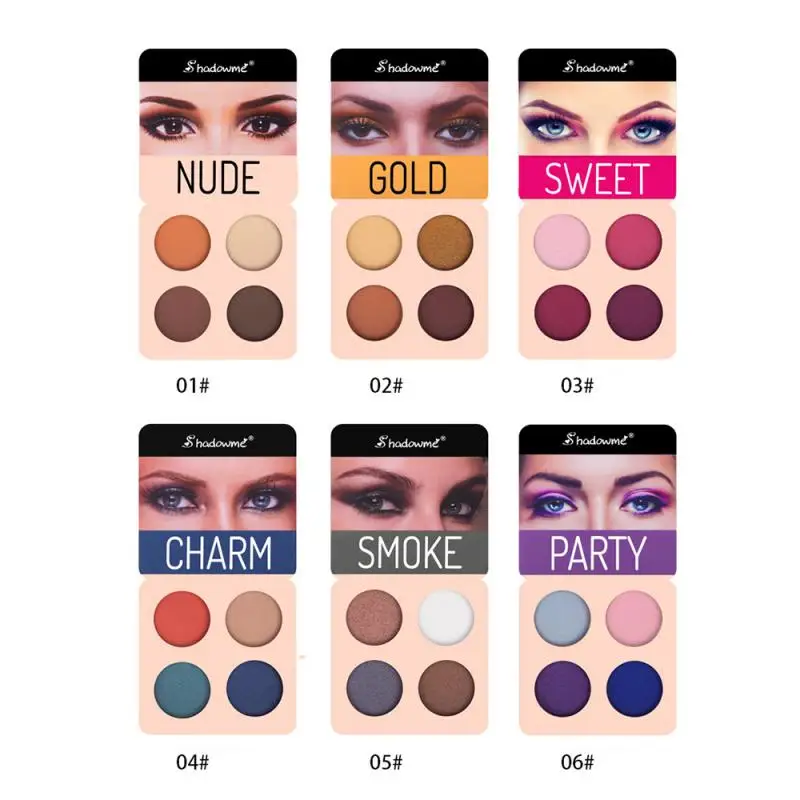 4 Colors Eyeshadow Palette Earth Color Dark Blue Wine Red Eye Shadow ...