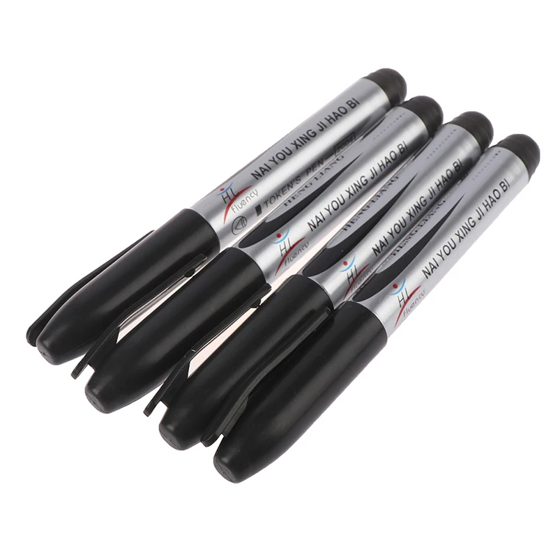 Black Permanent Oil Marker Pen Token Pens For Paper Metal Glass Marking ...