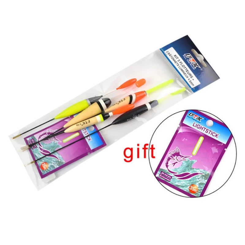 5pcs Fishing Float Buoy Barr Wood Fluorescent Fishing Light Tail Stick ...