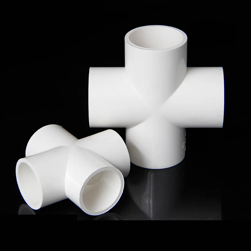 20mm 25mm 32mm 40mm 50mm ID White PVC 4 Way Cross Tube Joint Pipe ...