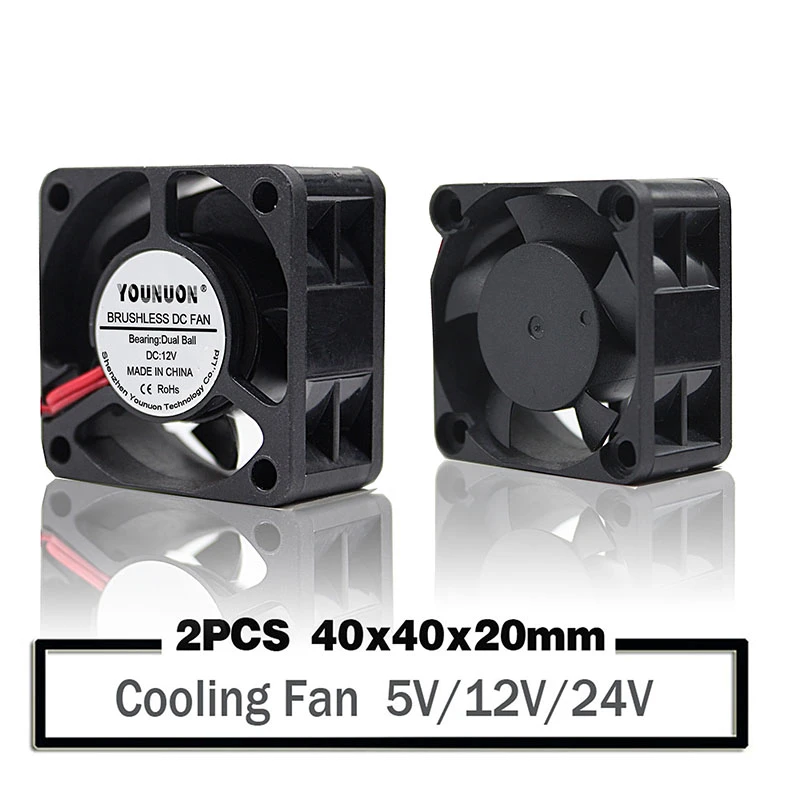2 Pieces Ball 40mm Cooling Fan 40x40x20mm Cooler 24v 12v 5v 4020 ...