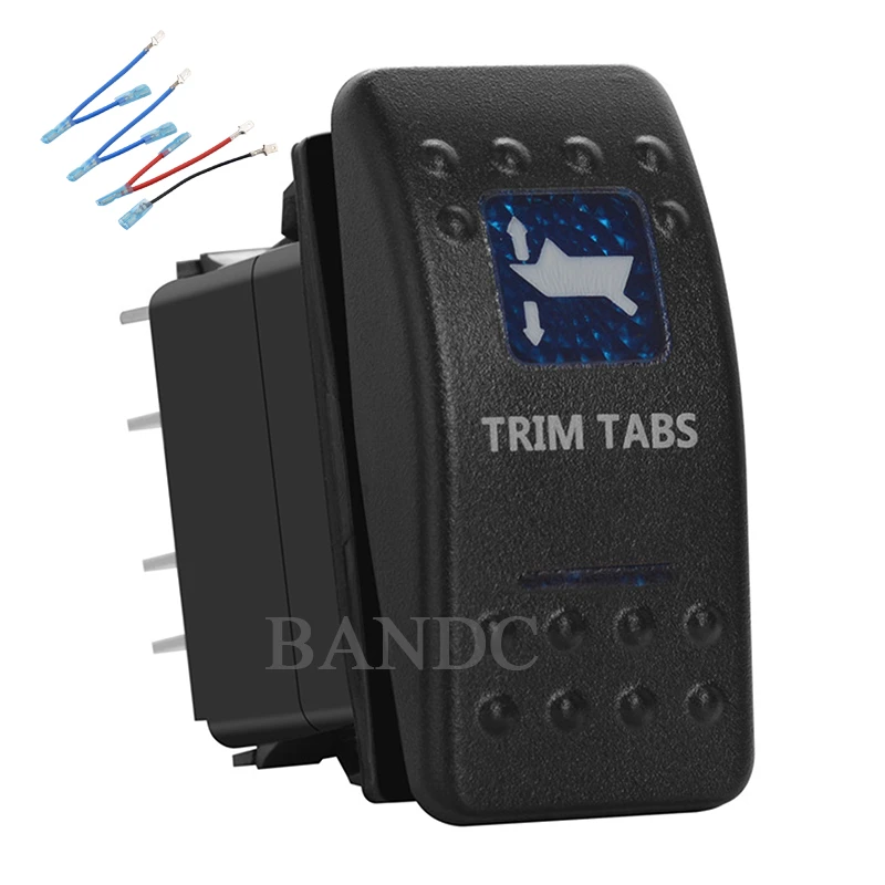 Trim Tabs 7pin (on)-off-(on) Dpdt Momentary Dual Blue Led Rocker Switch ...