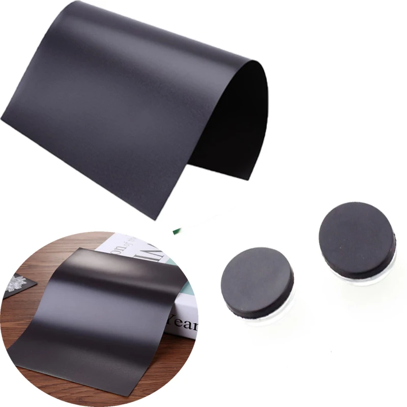 Round Magnetic Discs Sticker/A4 Magnet Sheets Black Magnetic Mats for ...