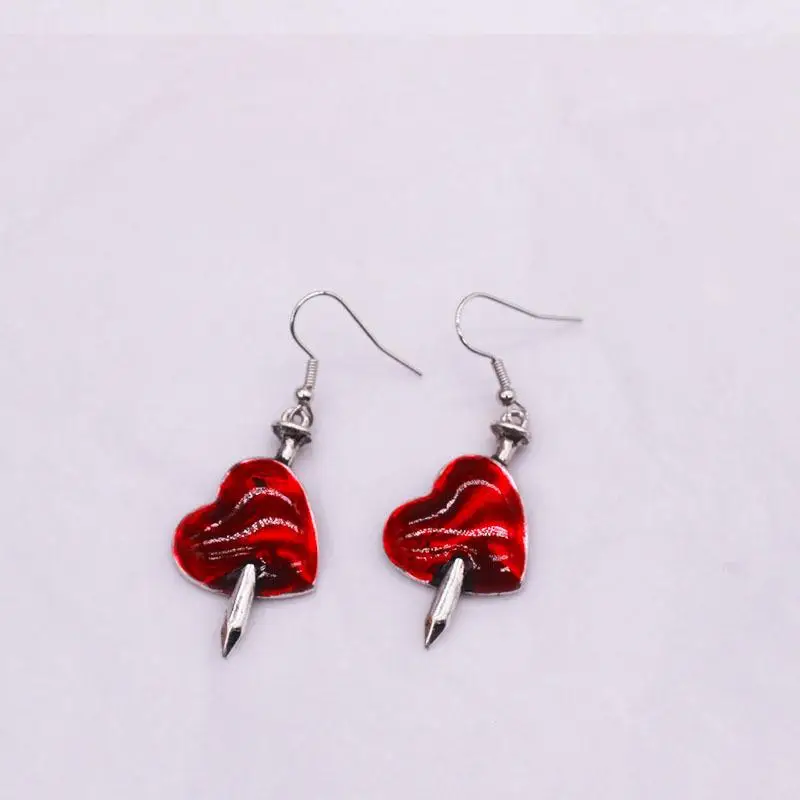 Women-New-Gothic-Red-Piercing-Heart-Shape-Natural-Stone-Earring ...