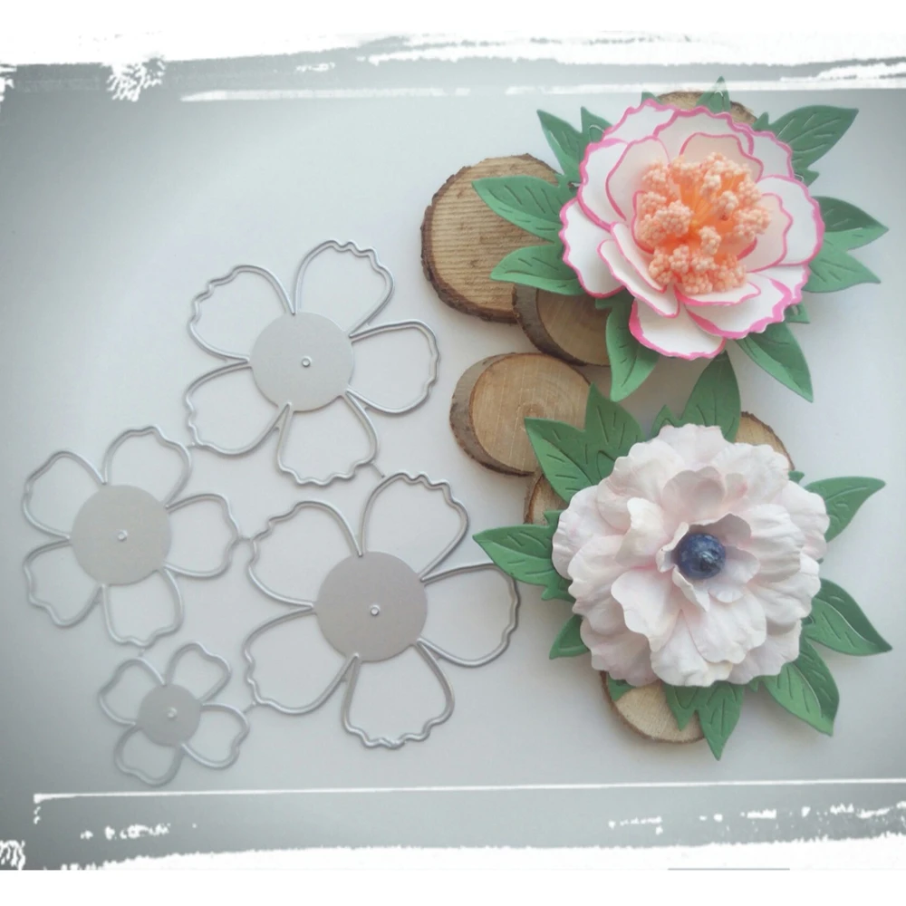 Beautiful flower decoration 5 leaf flower metal cutting die scrapbook ...