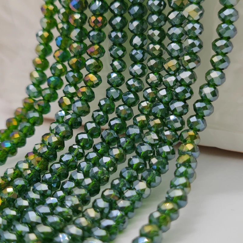 2-3-4-6-8mm-Dark-Green-Czech-Glass-Faceted-Crystal-Beads-Round-Spacer ...