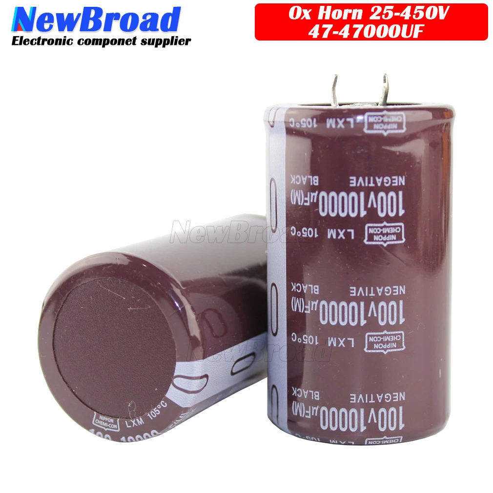 2pcs Ox Horn Capacitance 25V 35V 50V 63V 200V 220V 250V 400V 450V 47UF ...