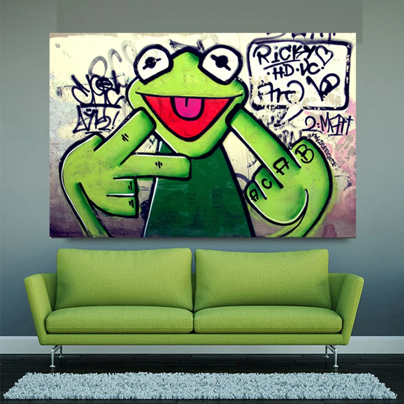 Rap Singer Frog Canvas Painting Posters And Prints Wall Graffiti Street ...