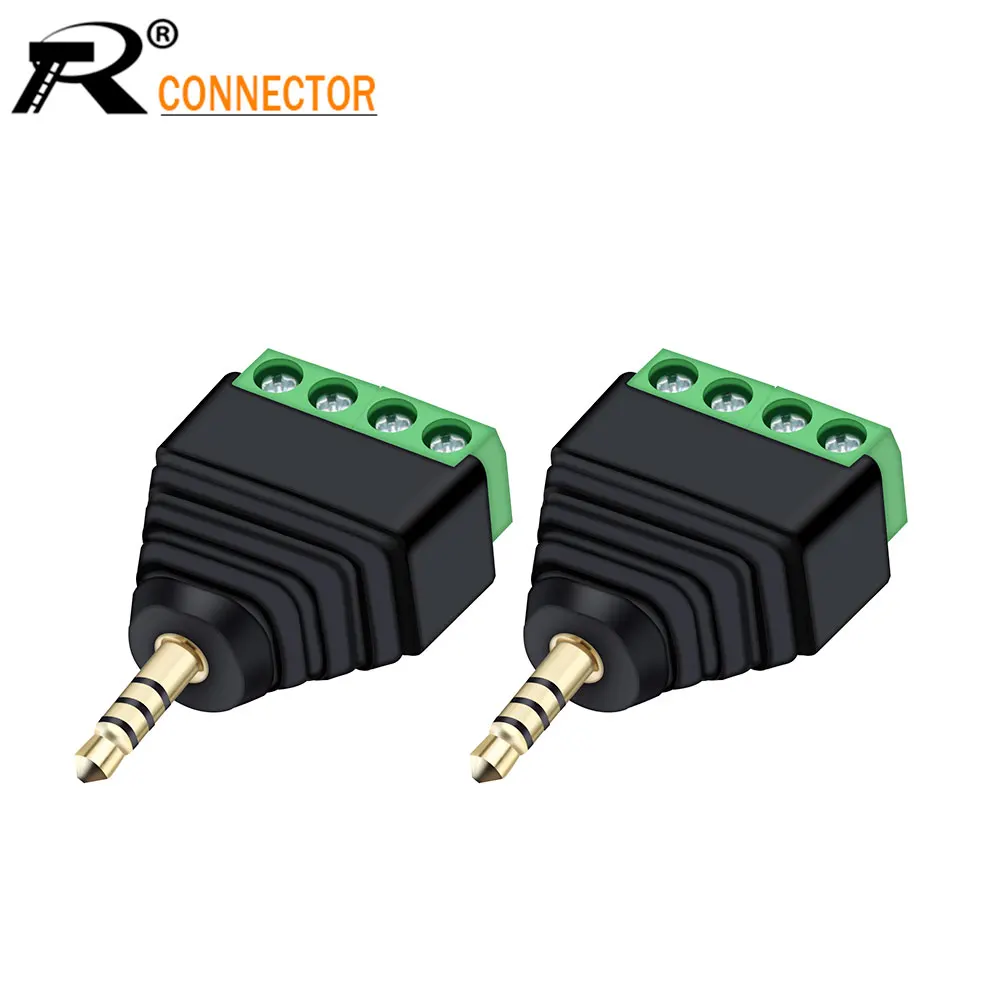 3.5mm 4 Pole Stereo Trrs Audio Video Male To 4 Screw Terminal Female ...