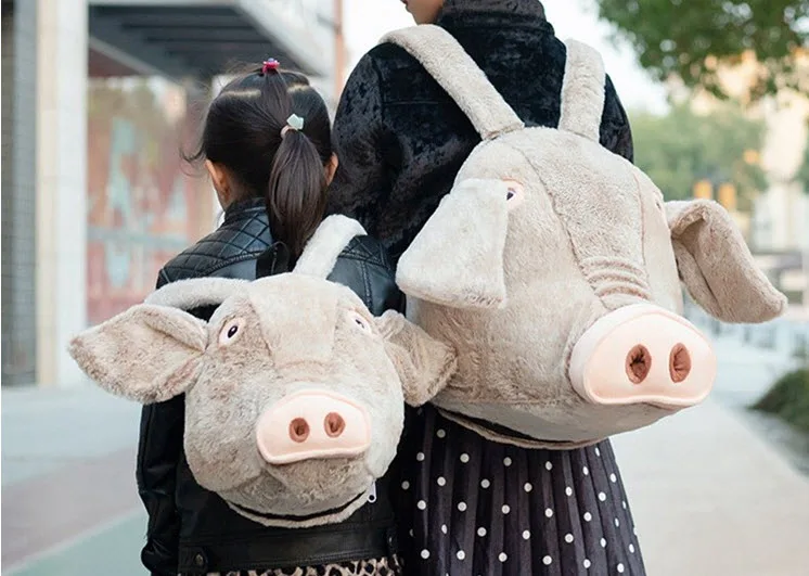 Funny Toy Pig Backpack Cute Stuffed Animal Lovely Pig Head Bag Soft ...