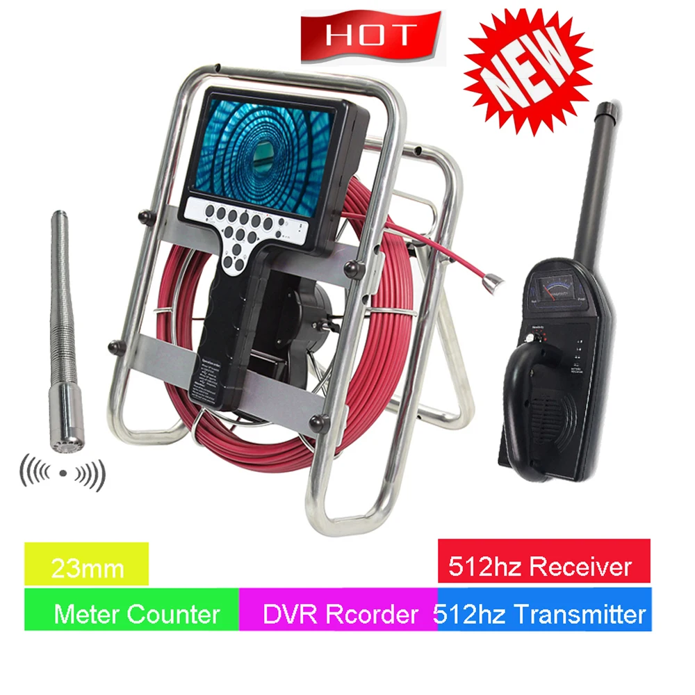 20M waterproof meter counter DVR Drain Sewer Inspection Video Camera ...