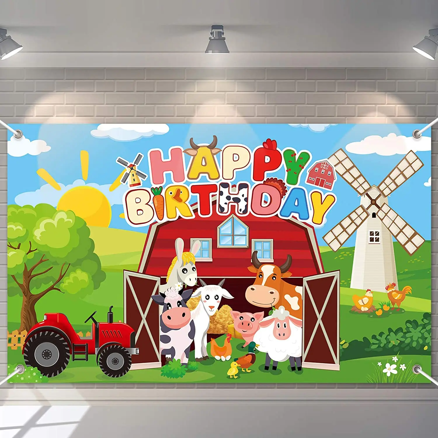 Decoraciones de fiesta de Feliz Cumpleaños de animales de granja ...