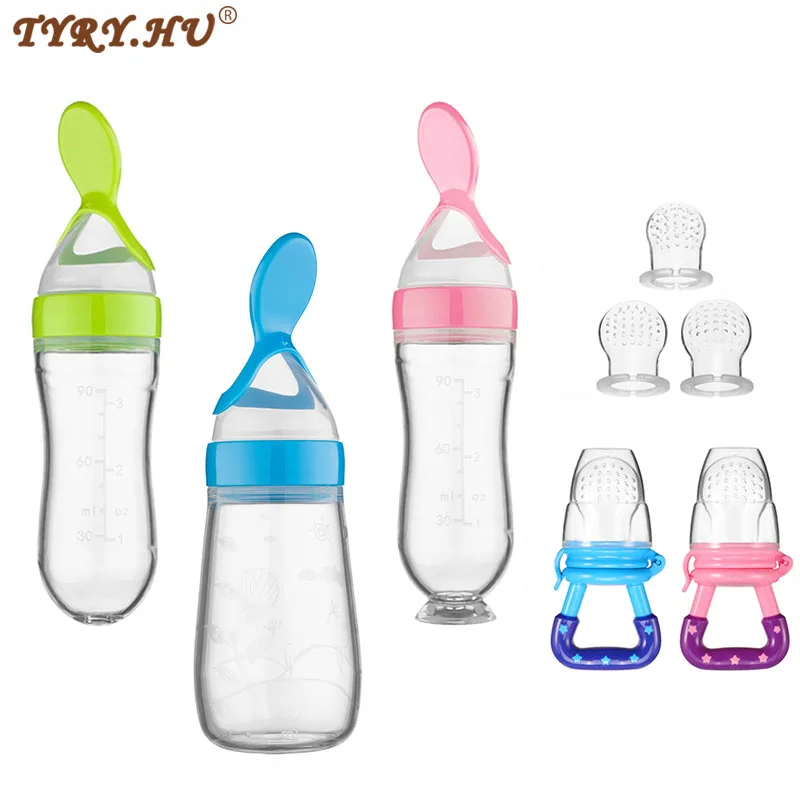 Tyru.hu Silicone Squeezing Feeding Bottle Spoon Bottle Feeder Newborn ...