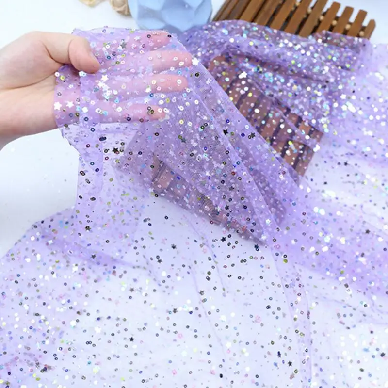 150cm-100cm-Star-Moon-holographic-mesh-fabric-performance-clothing ...