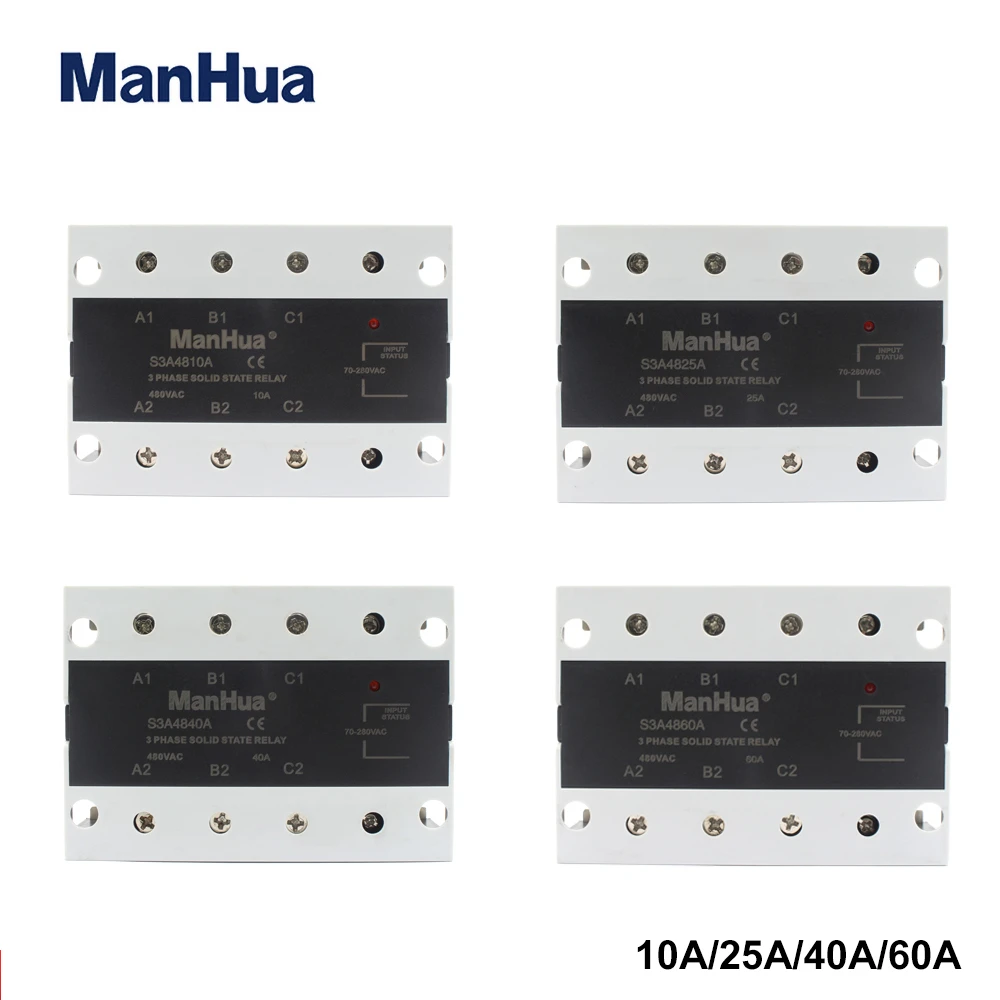 ManHua Solid state relay three phase SSR 3P Series AC AC 10A/25A/40A ...