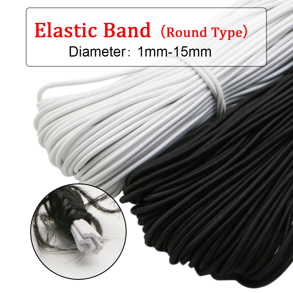 1/2/3/4/5/6MM White/black Strong Elastic Rope rubber band sewing ...