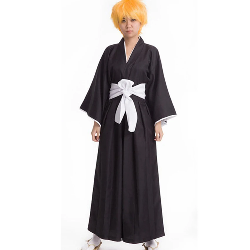 Japanese Traditional Kimono Samurai Bleach Kurosaki Ichigo Cosplay ...
