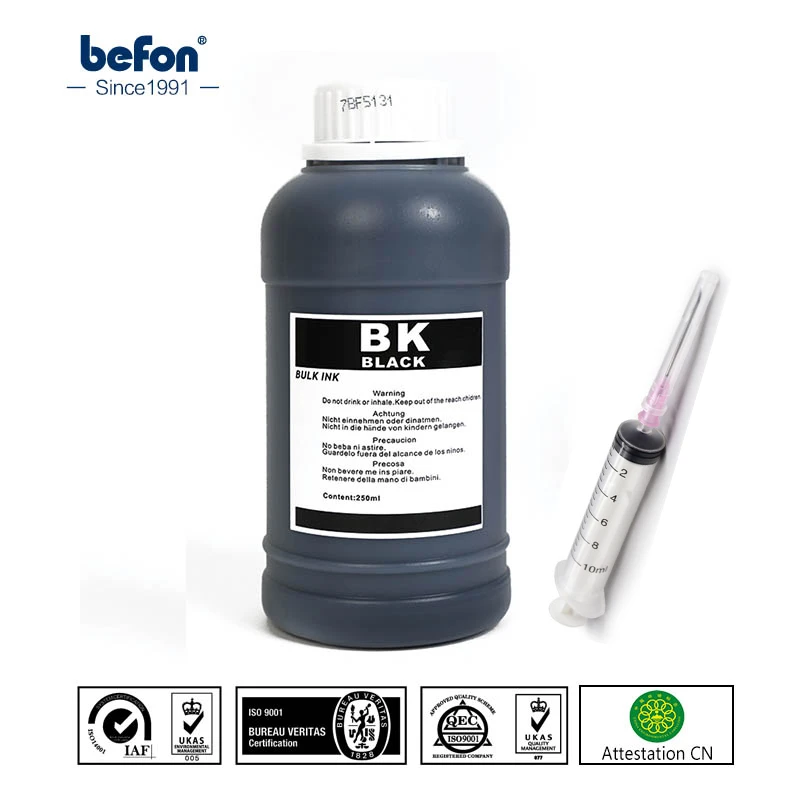 befon Black CISS Refilled Dye Ink Photo Universal Ink Compatible for HP ...