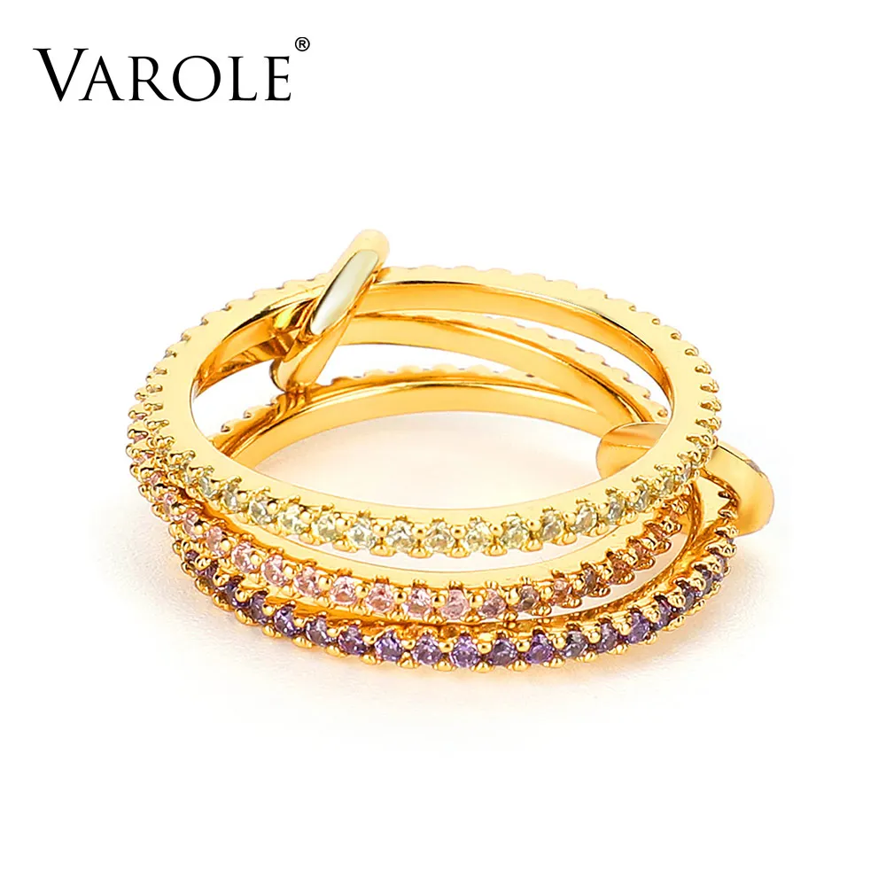 VAROLE Multi layer Ring Gold Color Punk Finger Rings For Women ...