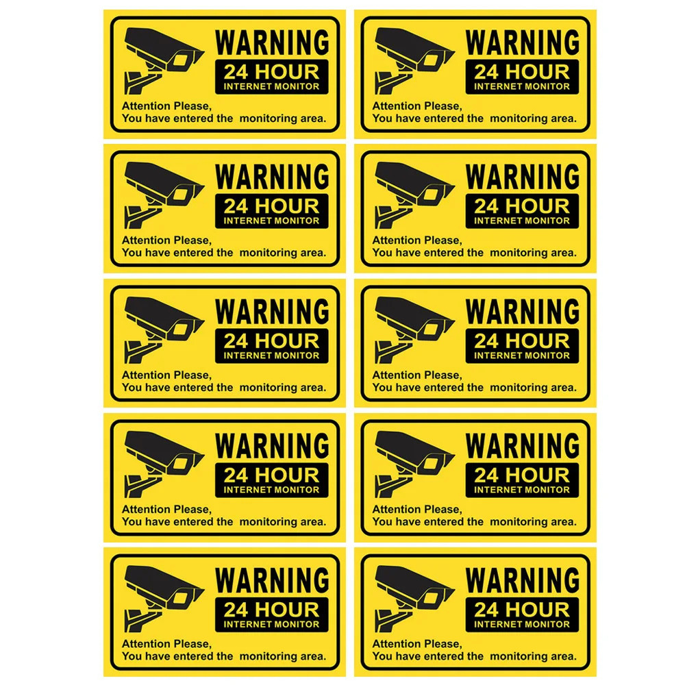 10PCS-Waterproof-Video-Camera-Surveillance-Security-Stickers-Decals ...