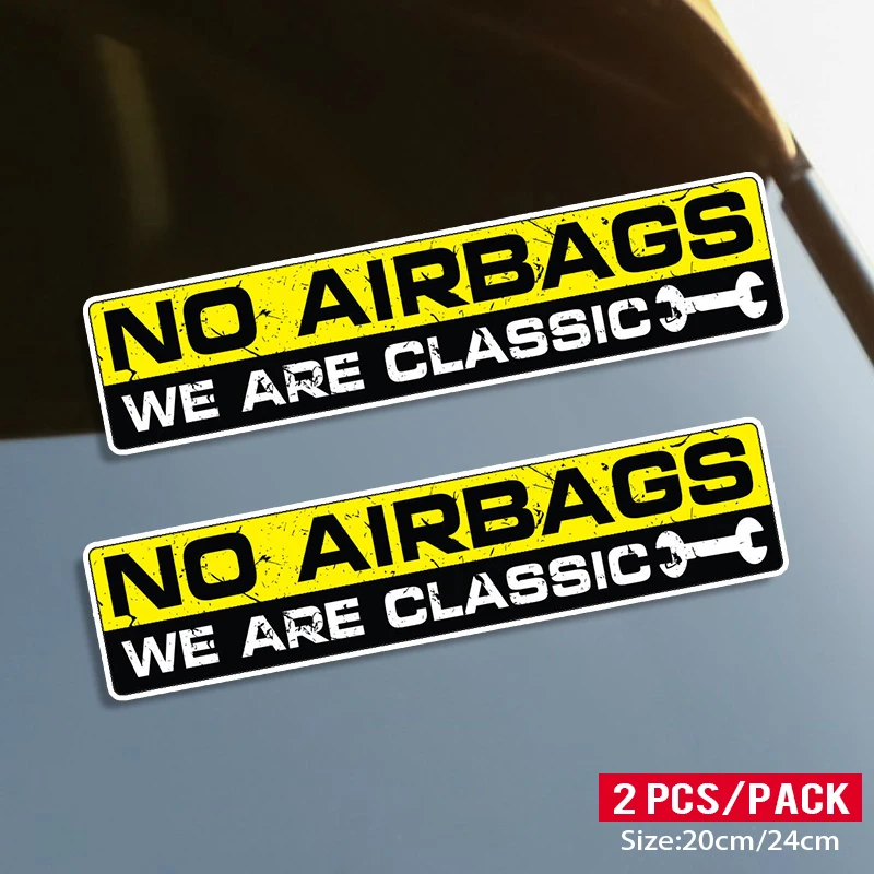 NO-AIRBAGS-WE-ARE-CLASSIC-20-CM-24-CM-Self-adhesive-Decal-Car-Sticker ...