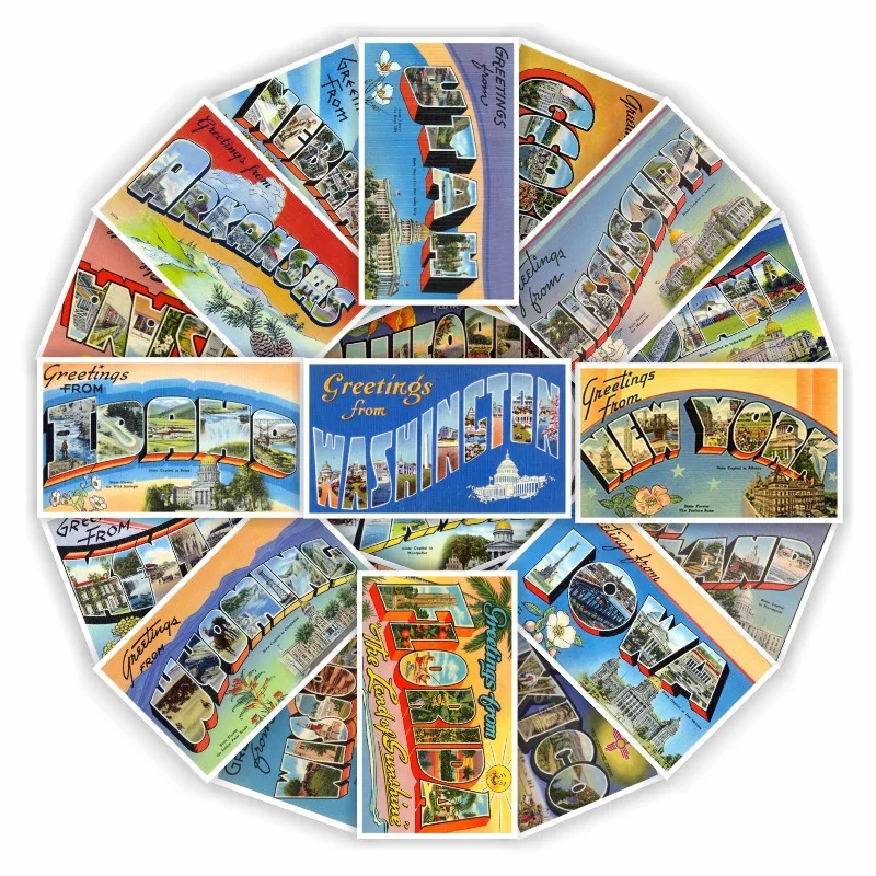 10/30/50pcs U.s. States Postcards Aesthetic Stickers For Motorcycle ...