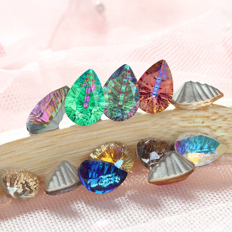 10x14mm-Shiny-Stone-Drop-Shape-Glue-On-Stones-Point-Back-Rhinestones ...