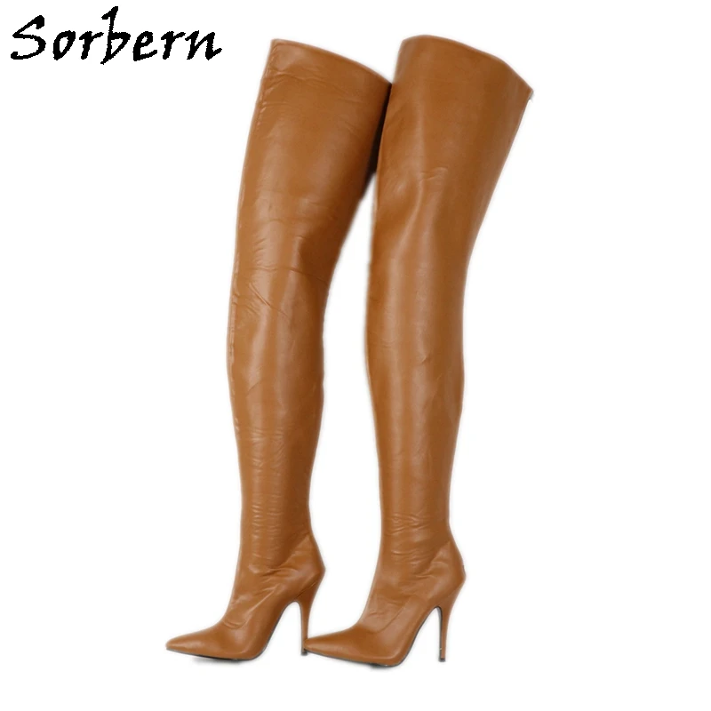 Sorbern-Back-Zipper-Hard-Shaft-Boots-Women-Crotch-Thigh-High-Pointed ...