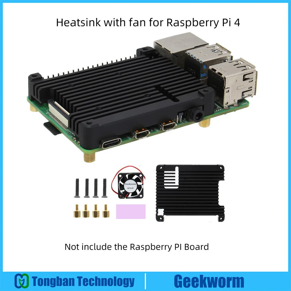 Raspberry Pi 4 / 4b Heat Sink (compatible With Poe Interface And Cooling Fan) Black Embedded ...
