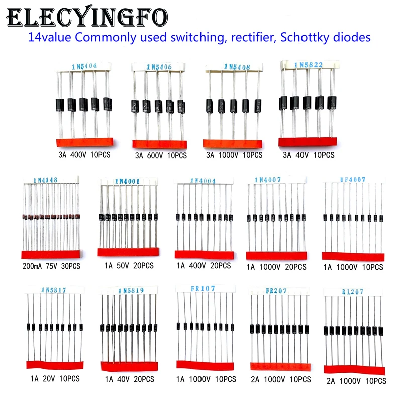 14-value-200pcs-diode-kit-Commonly-used-switching-rectifier-Schottky ...