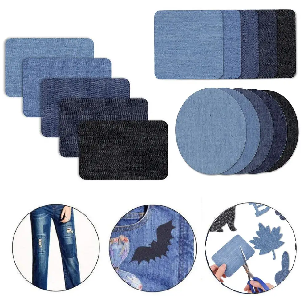 5pcs DIY Design Iron On Denim Fabric Patches Clothing Jeans Repair Kit ...